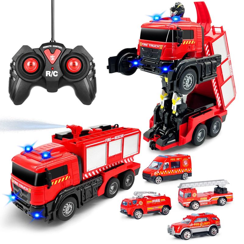 Remote Control Fire Truck With Led Sounds,RC Fire Truck Car Toy With ...