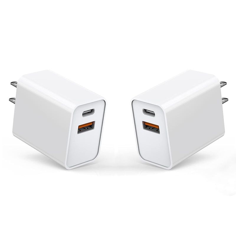 2Pack USB C Charger Block, Dual Port PD Wall Charger [USB C+ USB A Port ...