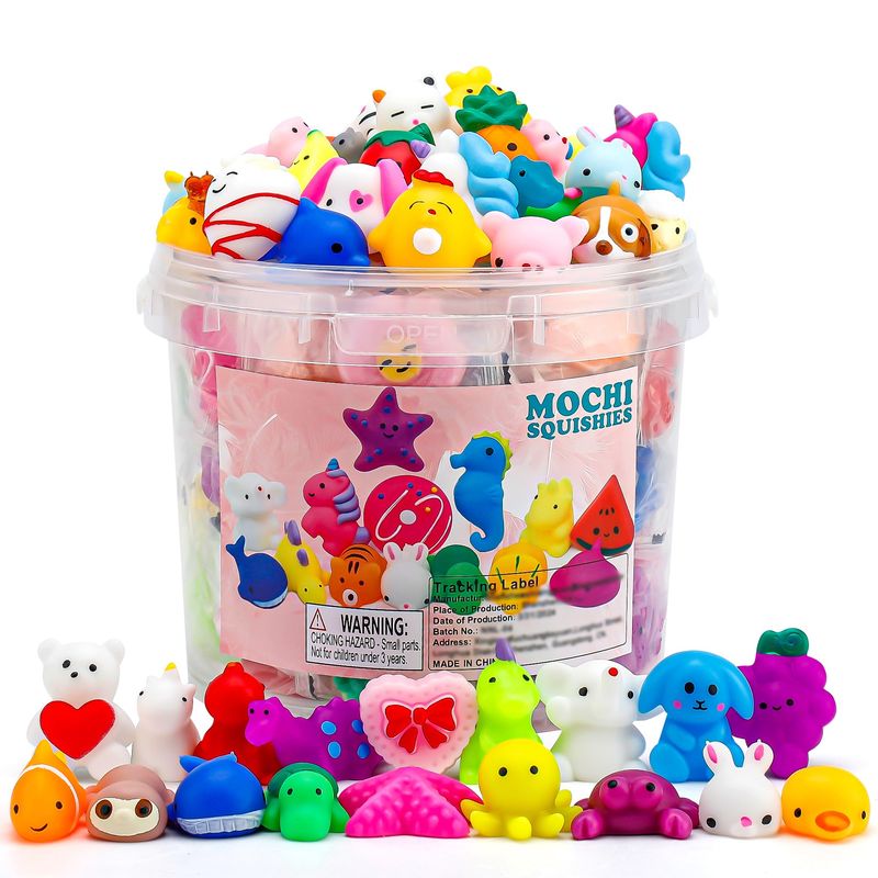 100 Pack Mochi Squishies Toys Set, Fun and Cute Party Favors for Kids ...