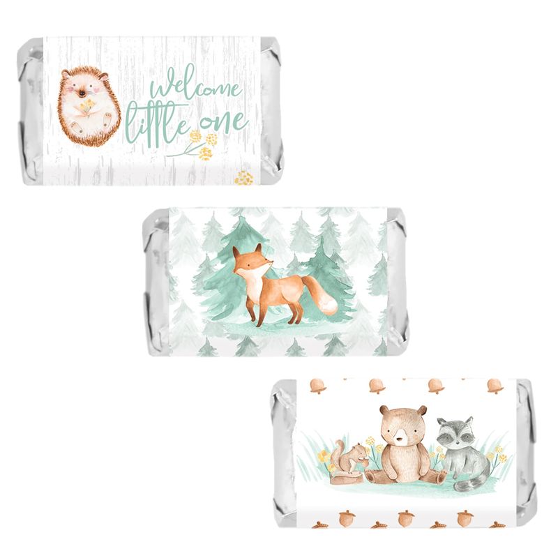 Woodland Baby Shower Mini Candy Bar Wrappers, Woodland Creatures Baby ...