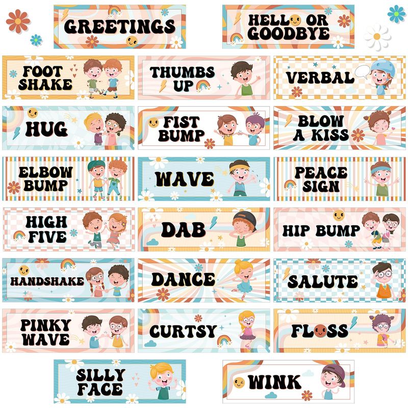 Pasimy 28 Pcs Greeting Choices Classroom Rules Posters Groovy Social ...