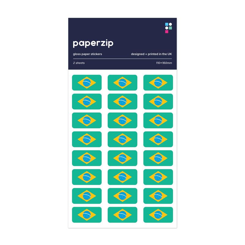 PAPERZIP - Brazil Flags (Bandeira do Brasil) – 48 Stickers for Business ...