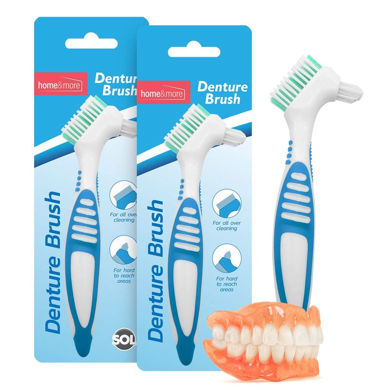 2pk Denture Toothbrush | Denture Brush with Soft Bristles, Easy Grip ...