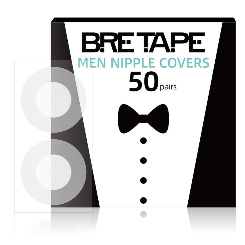 Bretape 100Pcs (50 Pairs) Nipple Covers Men, No-Show Mens Nipple Guard ...