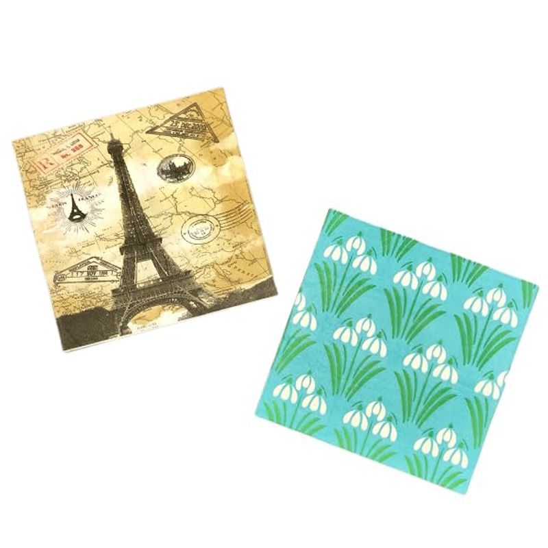 Paper Napkins, Set of 2, 5 Each Paper Napkins, Decoupage, Eiffel Tower ...