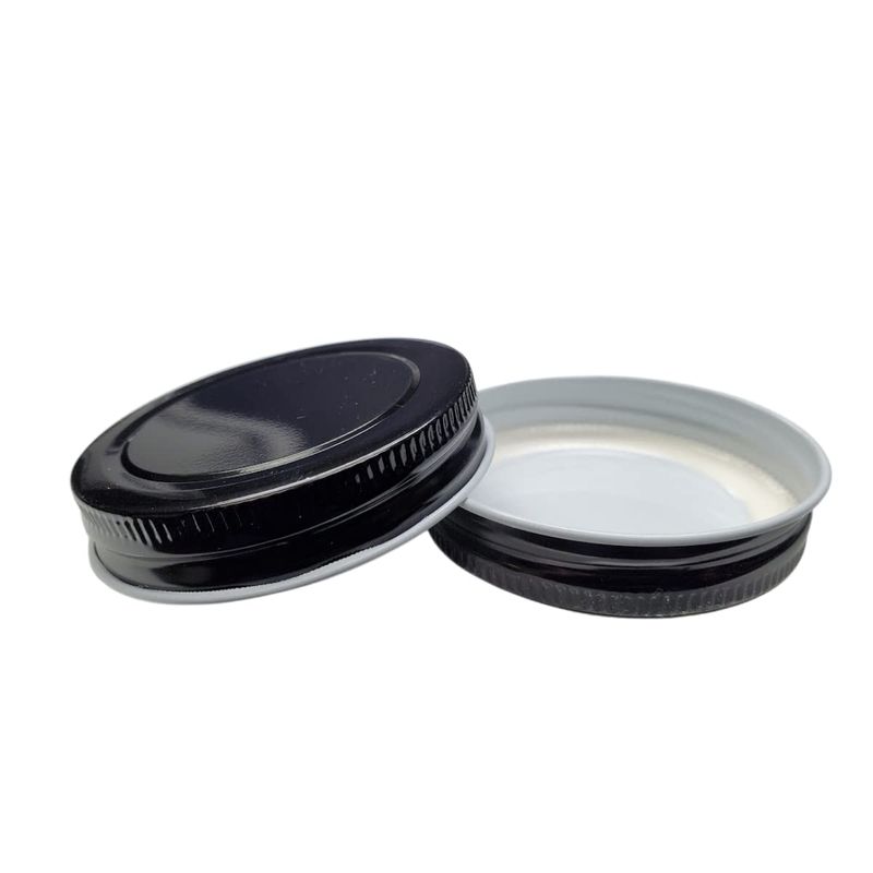 70G-450 Black Metal Continuous Thread Lid with Plastisol Liner (24 PCS ...