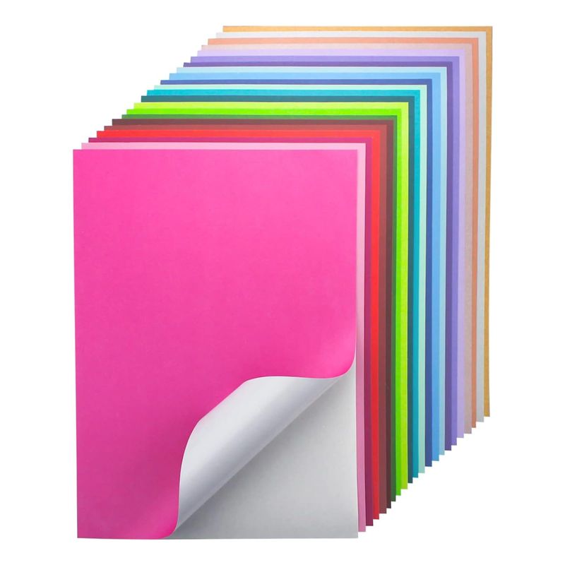 Craftask 24 Sheets Self Adhesive Cardstock paper 22 Colors, A4 ...