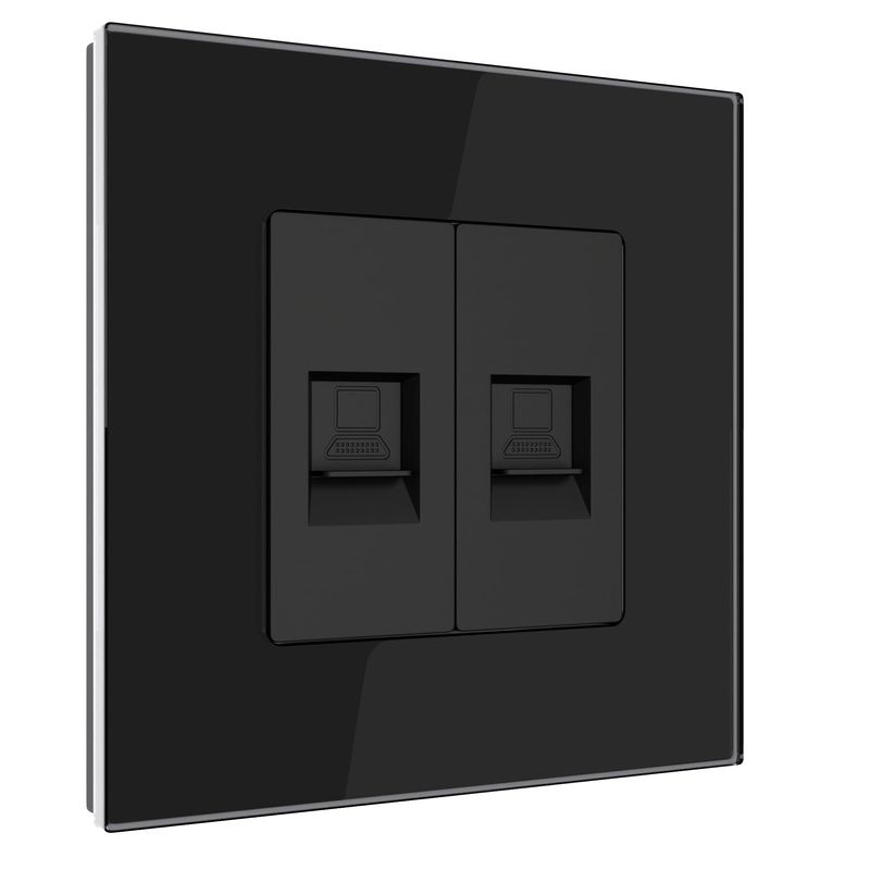 PULSAR Flush-Mounted Double 1-Way Network Socket with Glass Frame in ...