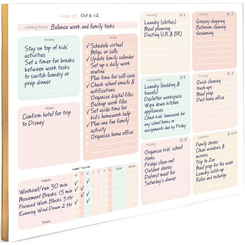 Blu Monaco Pastel Weekly Planner Notepad – To-Do List with Habit ...