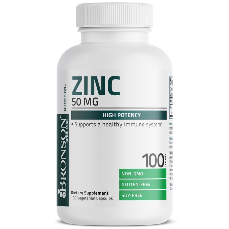Bronson Zinc 50mg Complex (Zinc Oxide 50% & Zinc Picolinate 50%) High ...