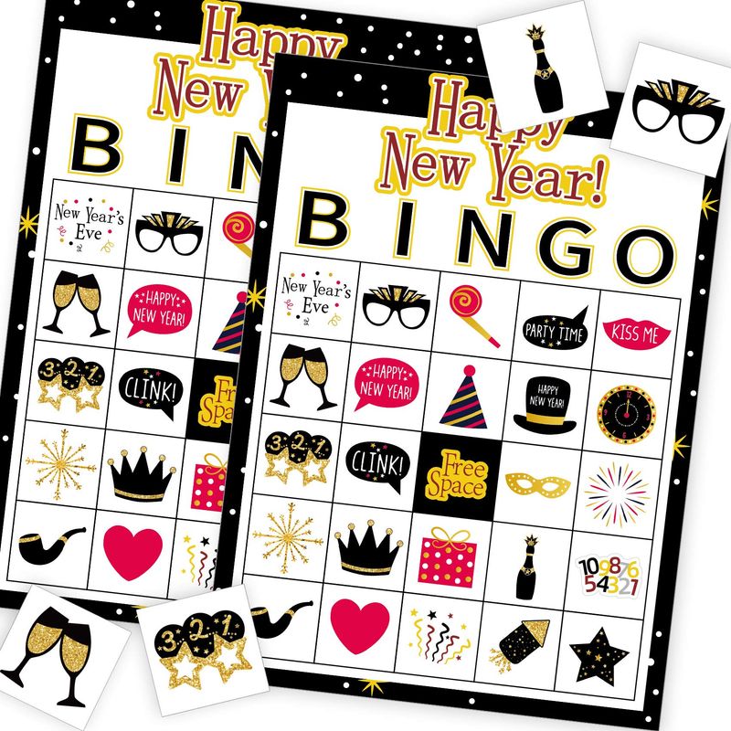 Funnlot New Year Games New Year Bingo Game Holiday Bingo 24 Players New ...
