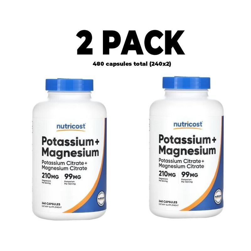 Nutricost, 2 PACK, Potassium + Magnesium, 240 Capsules each (480 total ...