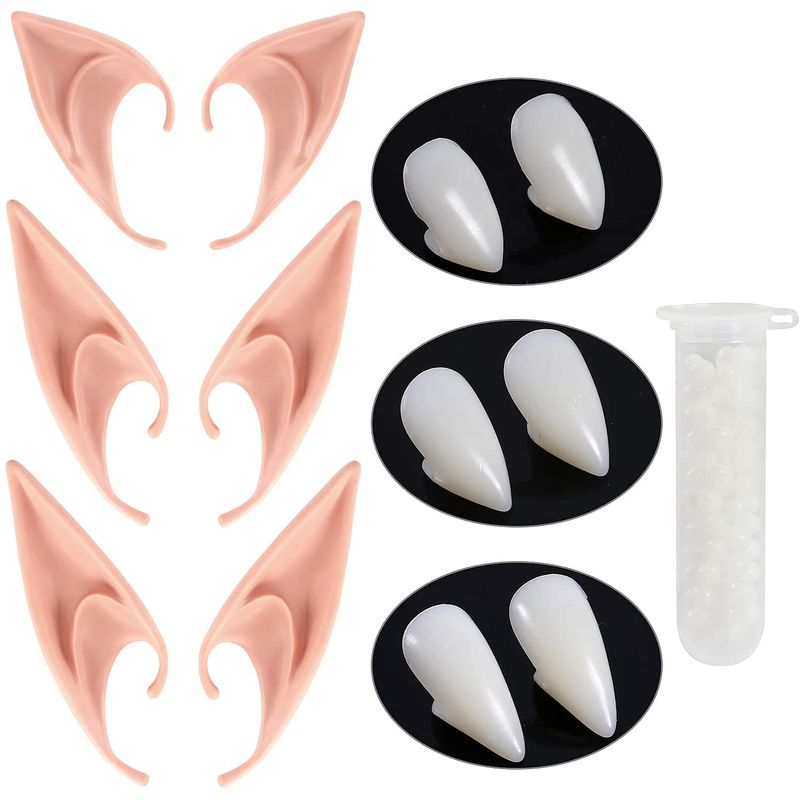 HLenyoy Vampire Teeth Fangs Elf Ears for Cosplay Costume Accessory ...