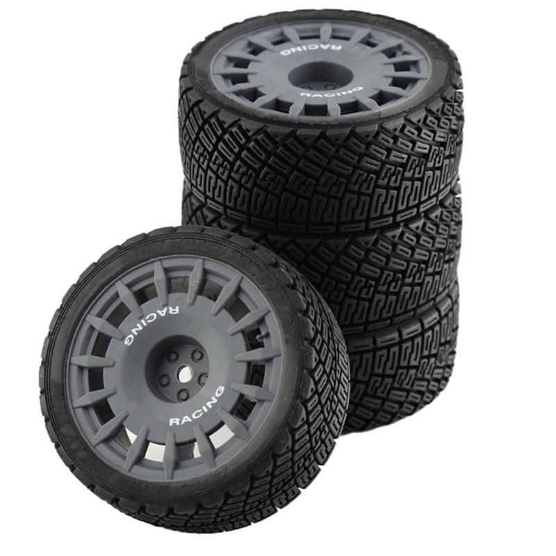 Chanmoo 1/10 RC Rally Car Tires On Road Tyres 12mm Hex Plastic Wheels ...
