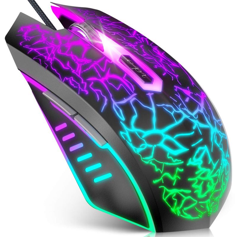 VersionTECH. Wired Gaming Mouse, Computer Mouse Ergonomic Mice with 7 LED Lights RGB Backlit, 6 ...