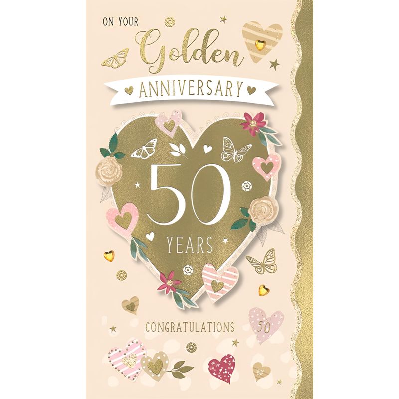IC&G 50th Handmade Anniversary Card - Happy Golden Anniversary Card 50 ...