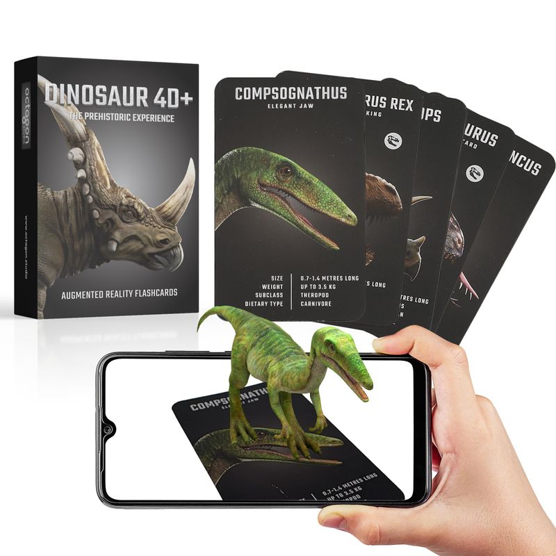 Dinosaur 4D+ Augmented Reality Flashcards – Bring Dinosaurs to Life in 3D with Interactive App ...