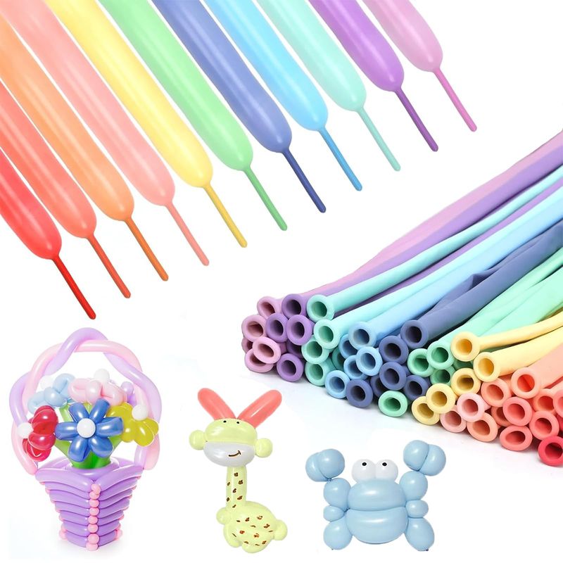 DERCHIA Balloon Art Elongated Balloons 100 Pack Extra Thick Long Magic ...