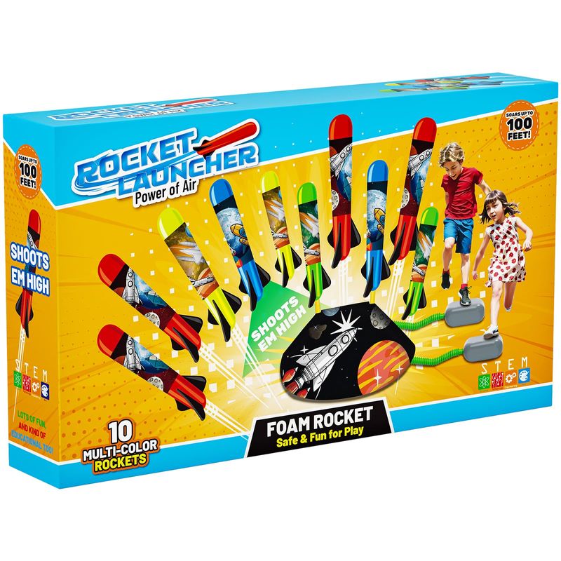 Multi-Color Toys Rocket Launcher for Kids, 10 Rockets, Outdoor Toys ...