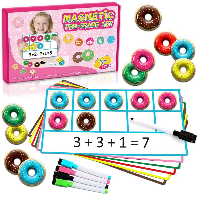 LOOIKOOS Magnetic Ten-Frame Set,Math Manipulative Games for Kids Number Counting Games ...