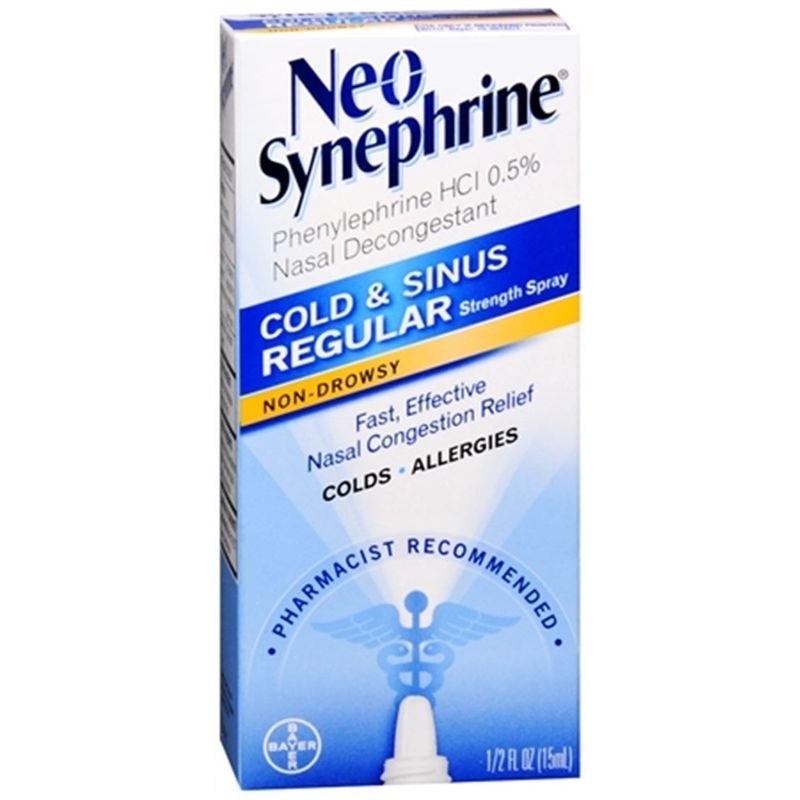 Neo Synephrine Nasal Spray Regular Strength Formula 0.5 Fl Oz 15 Ml ...