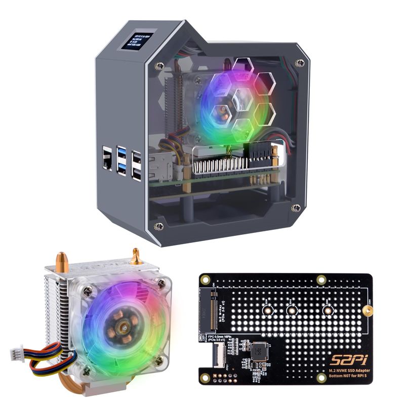 GeeekPi N07 Mini Tower NVMe NAS Kit für Raspberry Pi 5, mit N07 M.2 ...