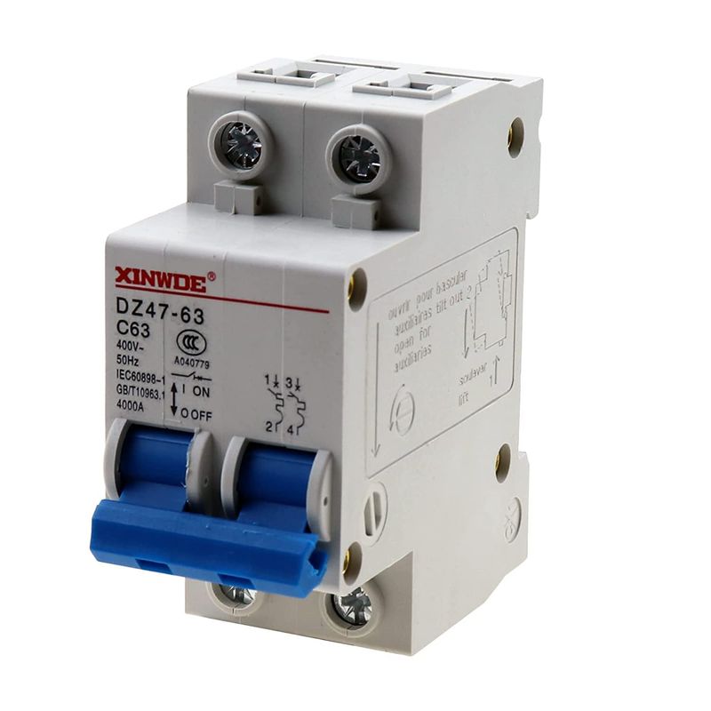 RKURCK 2 Pole 400V Low-voltage Miniature Circuit Breaker 63A Din Rail Mount DZ47-63 C63 - Online ...