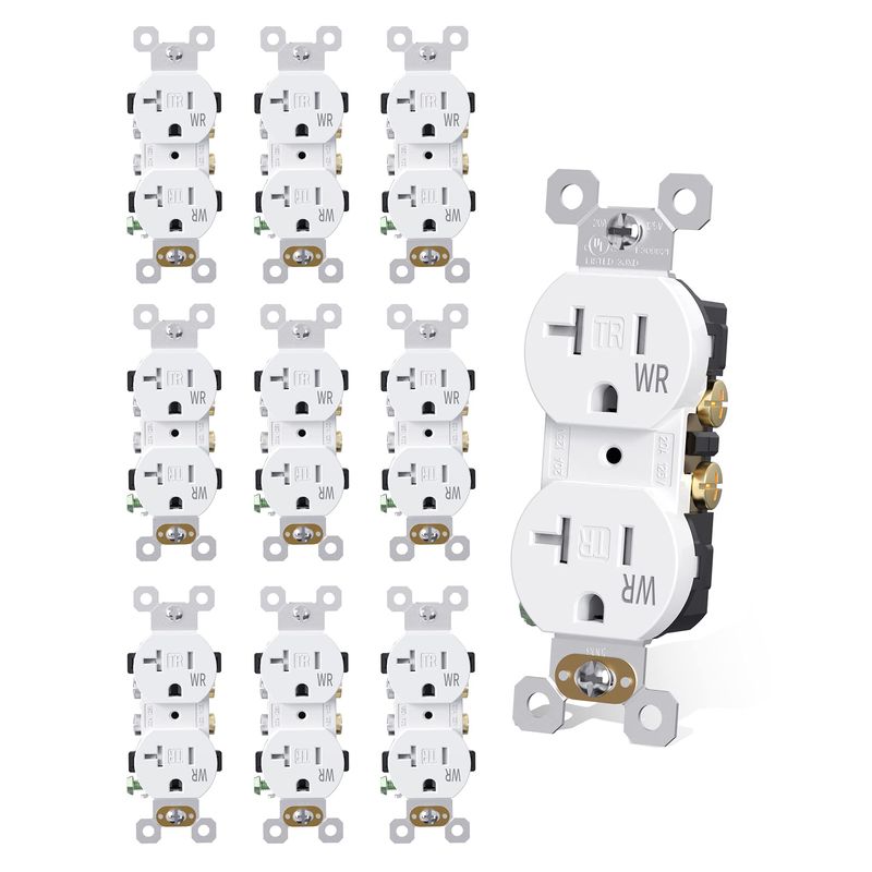 AIDA Duplex Receptacle Outlet, 20Amp 125V Wall Outlet, Residential, 3 ...