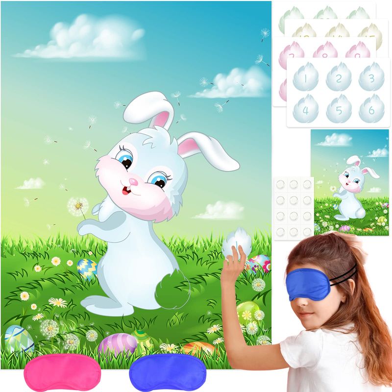 NEBURORA Pin the Tail on The Bunny With 24Pcs Bunny Tails, Happy Easter ...