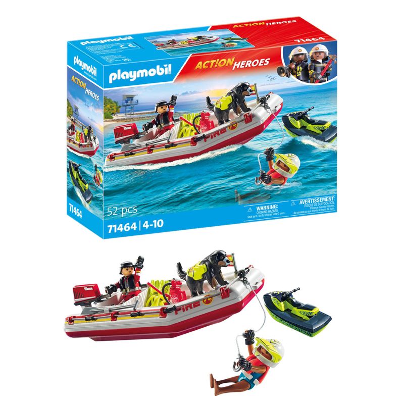 Playmobil 71464 Action Heroes: Fireboat with Aqua Scooter, exciting ...
