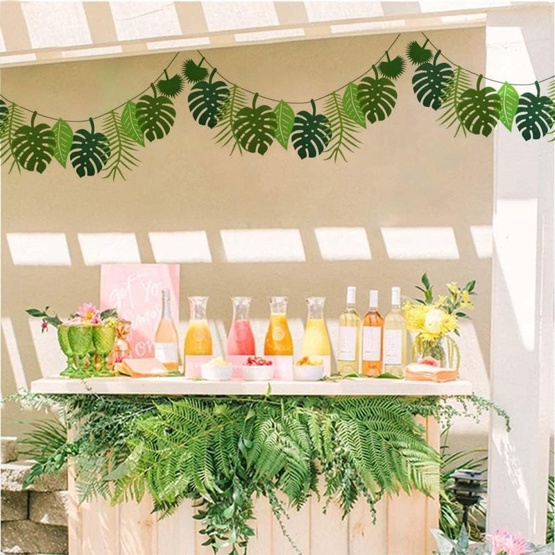 2 Pcs Tropical Palm Leaves Banner, Tropical Jungle Them Decorations ...