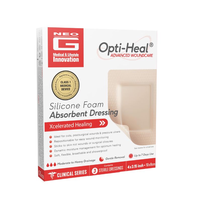 Opti-Heal Silicone Foam Absorbent Dressing - Neo G Sterile Large Wound ...