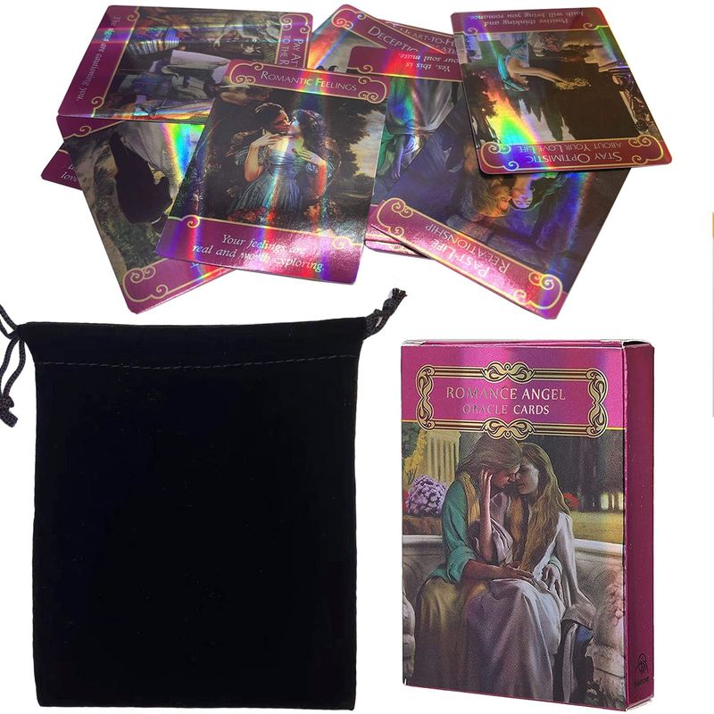 Yitengteng Romance Angel Hologram Tarot Cards Set with Bag, Oracle ...
