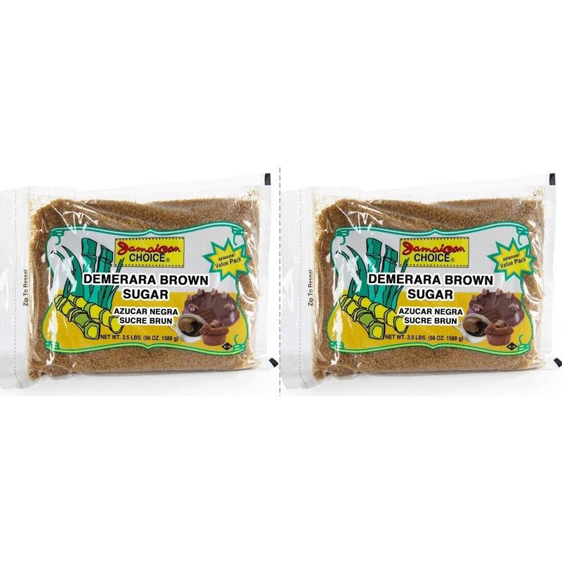 2 Pack Of Demerara Brown Sugar - Made From Pure Sugar Cane 3.5lb ...
