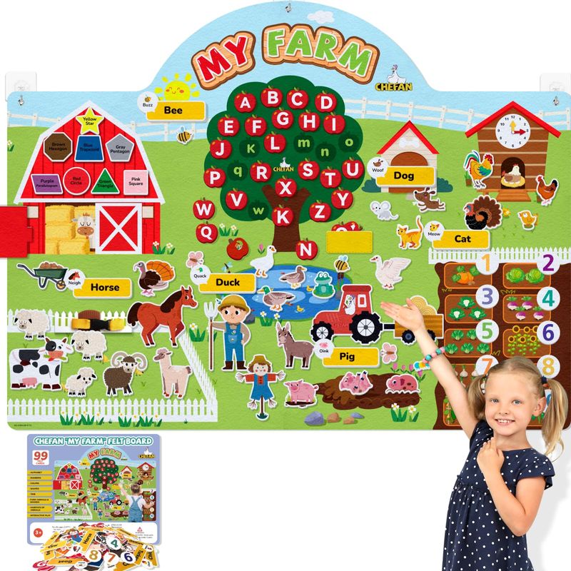 CHEFAN Farm Animals Felt Story Board Set, 3.9 Ft 99 Pcs Preschool ...