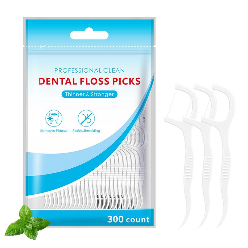 300 Dental Floss Picks, 2 in 1 Toothpicks & Dental Floss Sticks ...