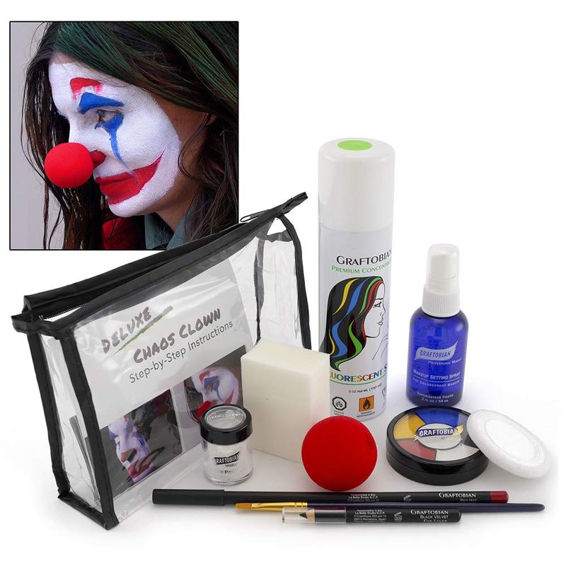 Graftobian Chaos Clown Makeup Kit - Complete 11 Piece Set for Joker ...