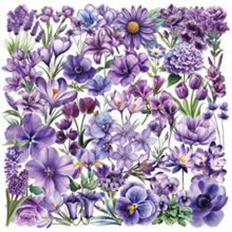 50PCS Transparent Purple Flower Stickers for Luggage,Suitcase,Water ...