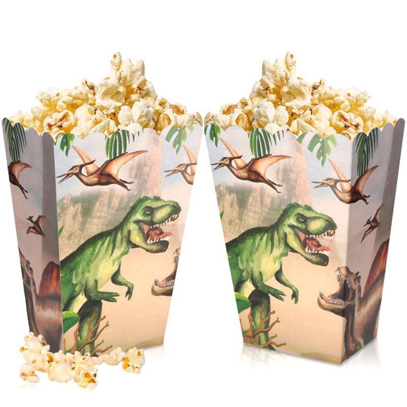 BACH AND BOUJEE 12Pcs Dinosaur Popcorn Boxes Treat Bags Jungle Candy ...