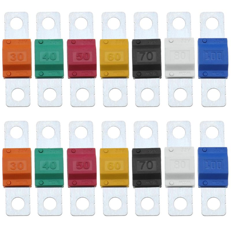 ECSiNG 14PCS Midi Fuses 30/40/50/60/70/80/100Amp 32V Automobile Fuse ...
