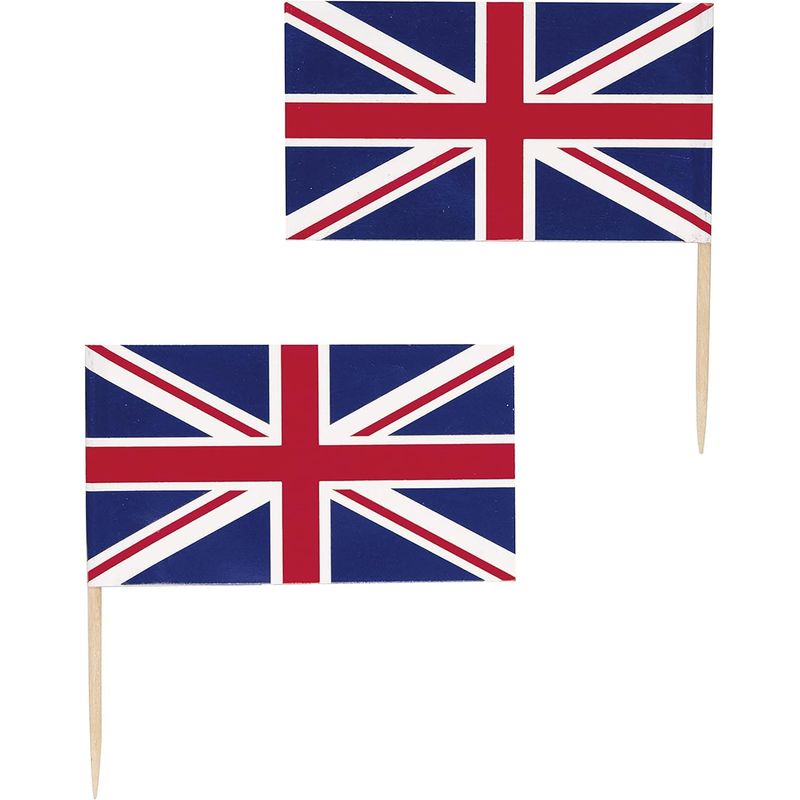 Union Jack Flag Picks – 120 Pack Cupcake Toppers for VE Day 80th ...