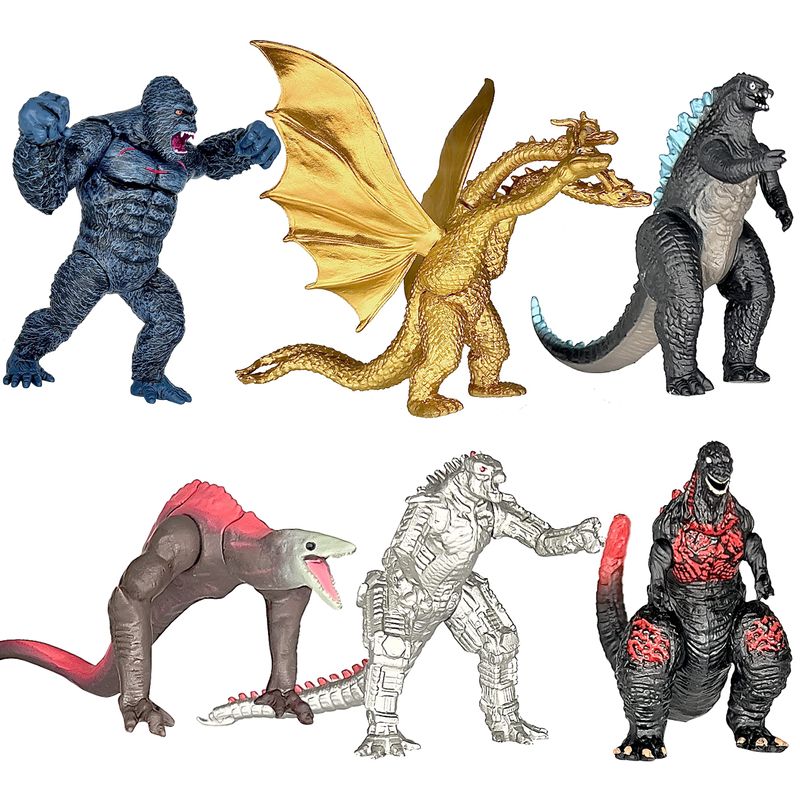 TwCare Exclusive Set of 6 Godzilla vs Kong Toys Movable Joint Action Figures, King of The ...