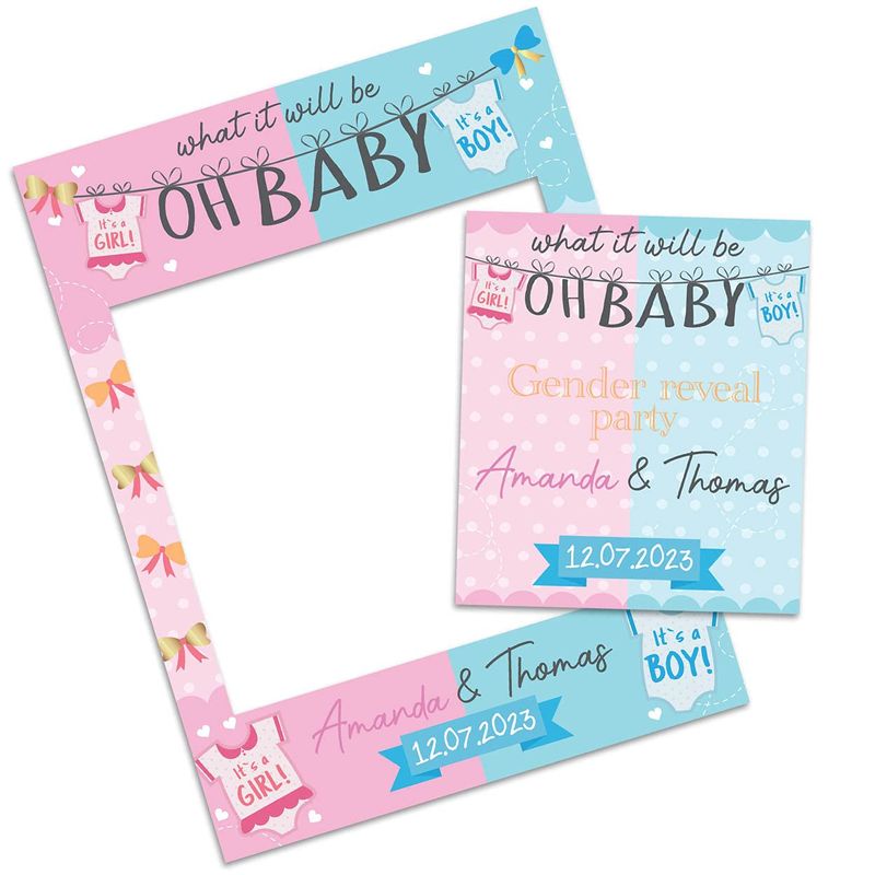 Gender Reveal Baby Shower Personalised Selfie Frame (Girl or Boy ...