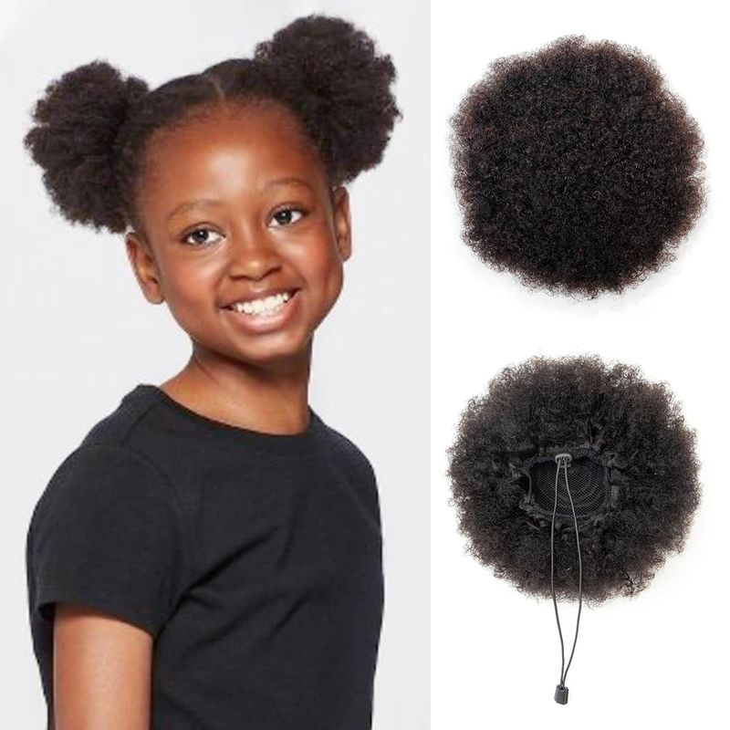 ISHEENY Natural Black Ponytail Extension Human Hair Medium Messy Bun ...