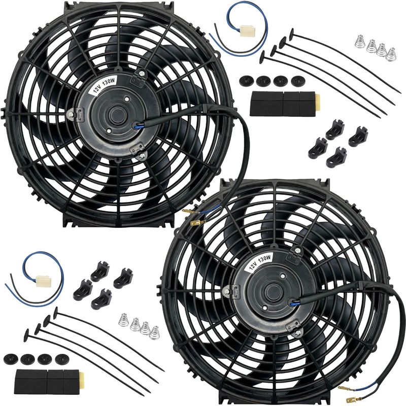 DUAL 12-13 INCH ELECTRIC RADIATOR ENGINE COOLING FAN HIGH CFM 130W 12 ...