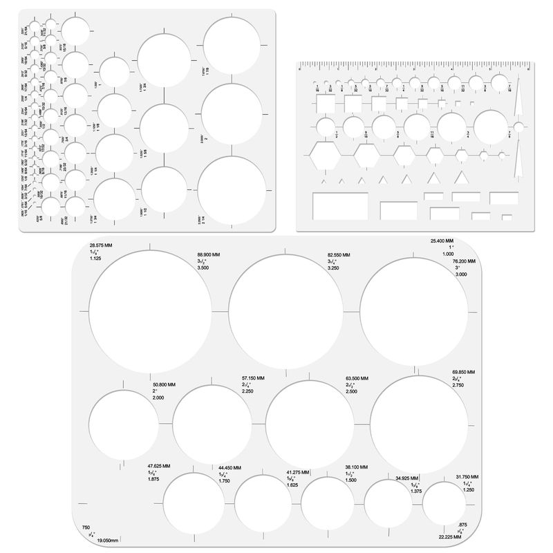 JSRQT 3 Pack Circle Templates Rulers for Drafting,Drawings Templates of ...