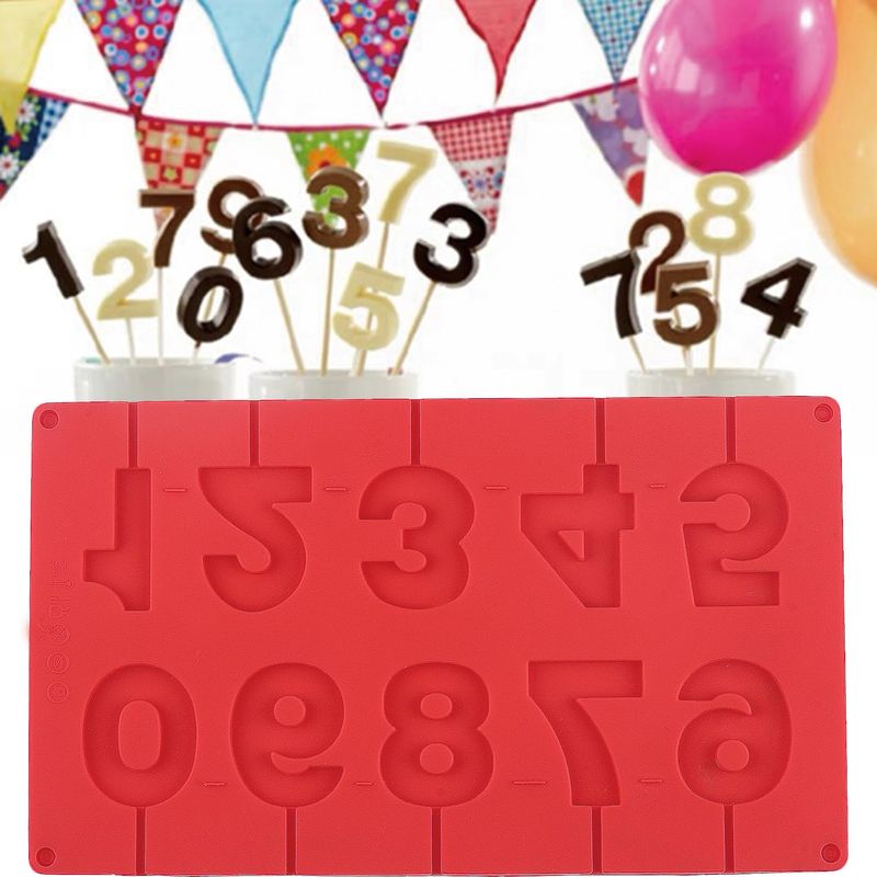 YIMINGMOLD Number 0-9 Silicone Candy Molds Numbers Lollipop Mold For ...