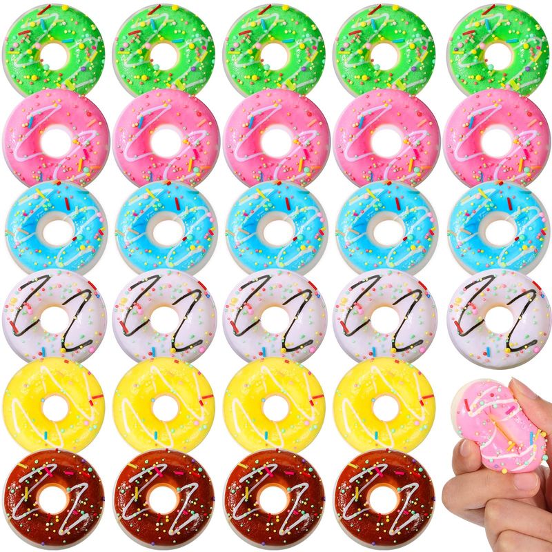 30 Pcs Donut Stress Balls Donut Party Favors Donut Squeeze Balls Stress ...