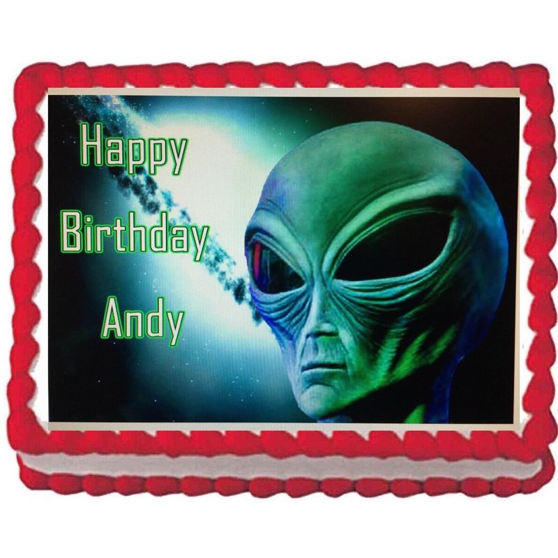 Alien UFO Edible Cake Image 1/4 Frosting Sheet - EveryMarket