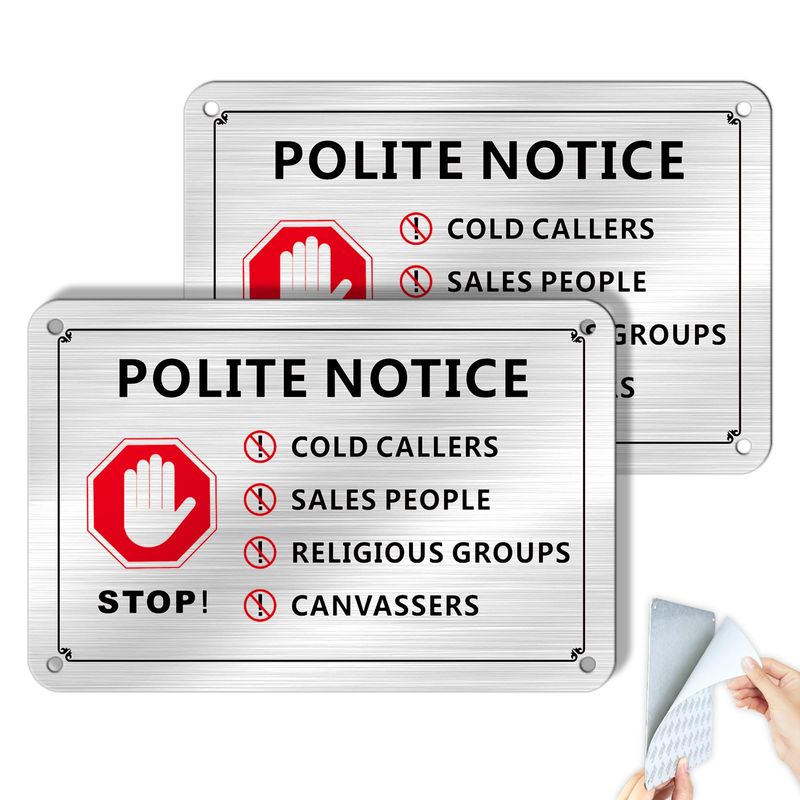 SINMAO No Hawkers Cold Callers Signs Metal Aluminium Self Adhesive 5 ...